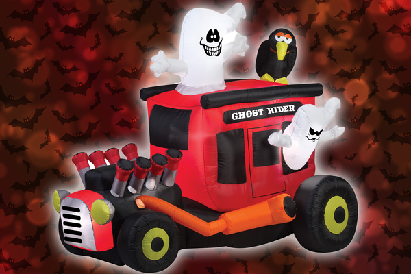 Inflatable Animated Ghost Riders Hot Rod – Creepy Depot